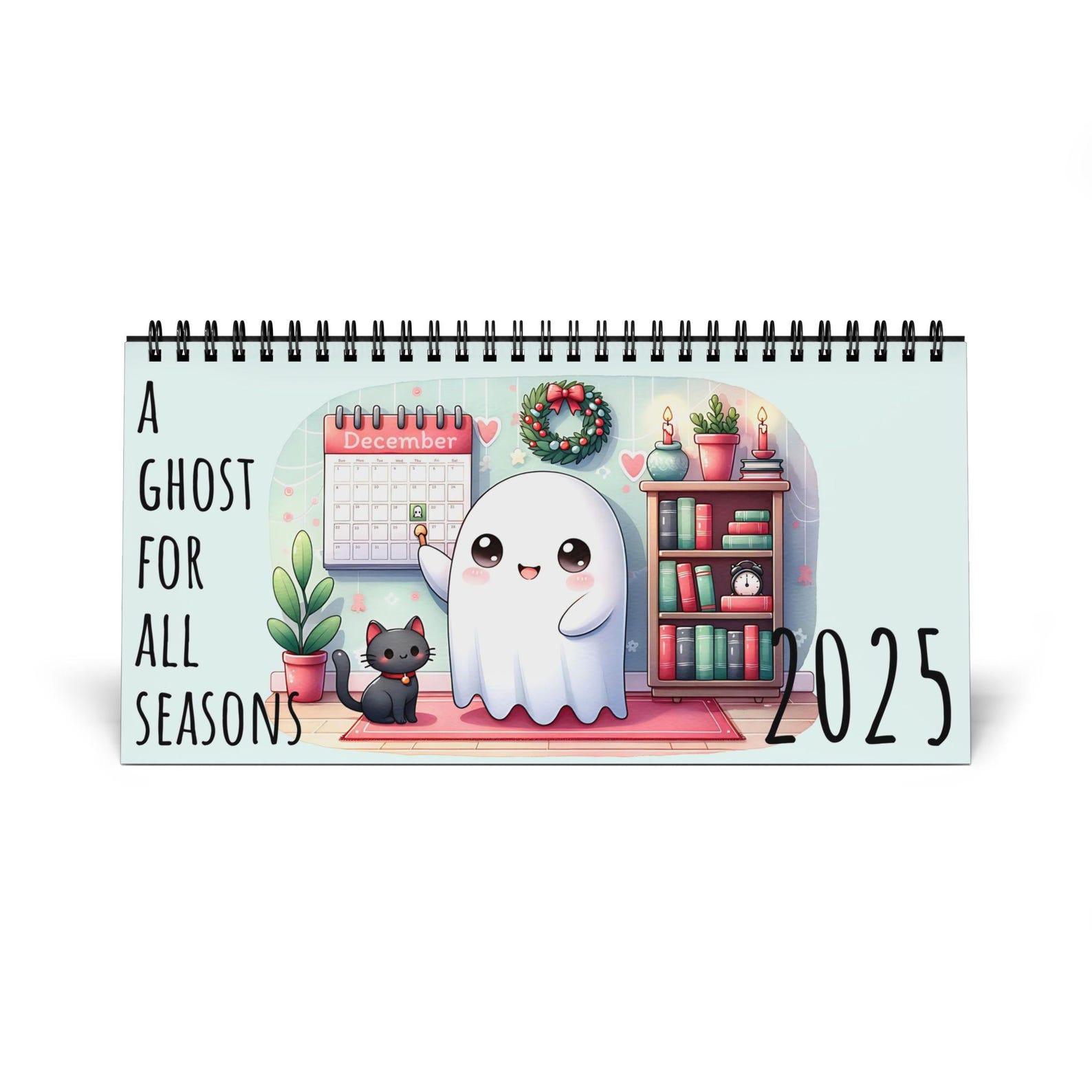 Cute Ghost Desktop Calendar for 2025, Cute Sheet Ghost Calendar, Cute ...
