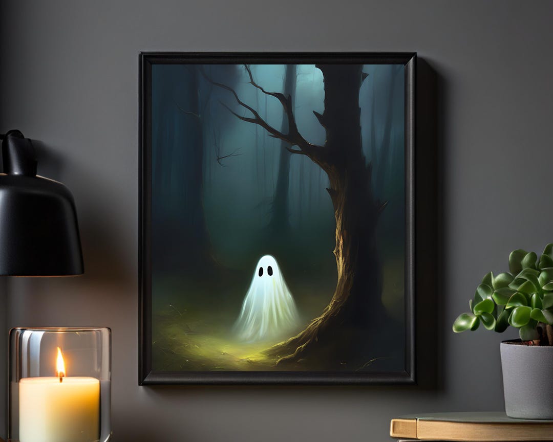 Ghost Wall Art, Digital Ghost Wall Art PNG, Halloween Digital Art ...