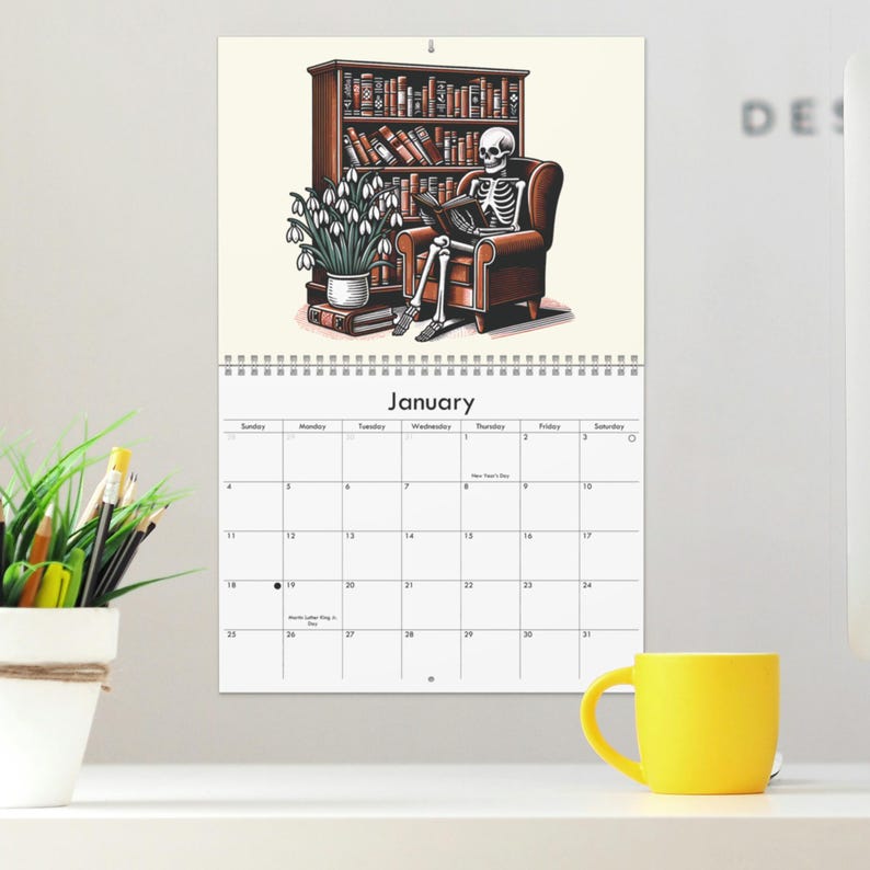 Dead Inside but It's 2026 Calendar, Skeleton Wall Calendar for 2026 ...