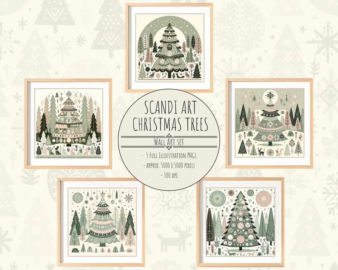 Scandi Christmas Tree Wall Art Pngs, Sage Green Wall Art, Scandi ...