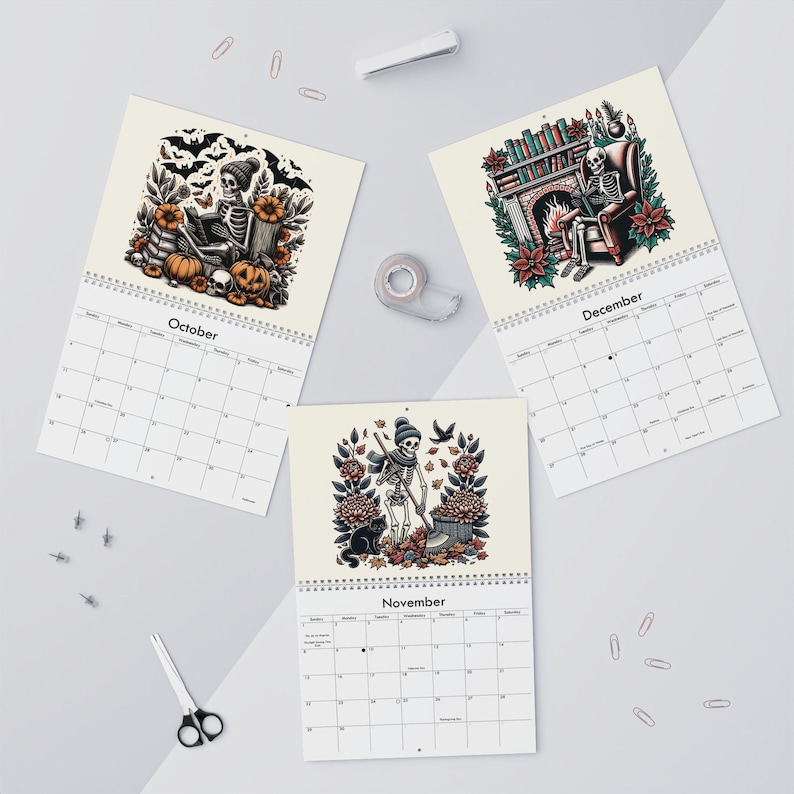 Dead Inside but It's 2026 Calendar, Skeleton Wall Calendar for 2026 ...