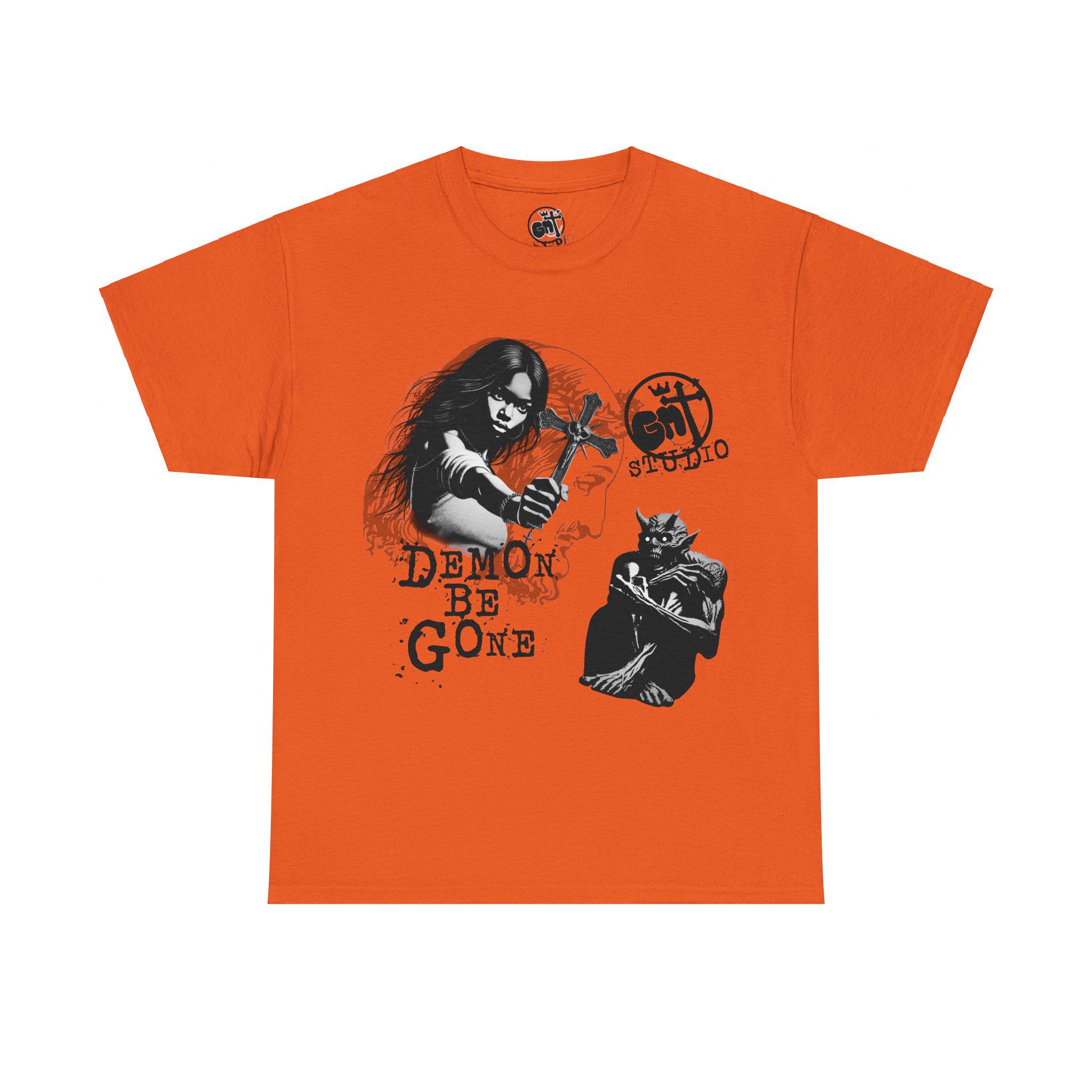 Demon Be Gone Graphic Tee, Horror Shirt With Gothic Exorcism Design ...