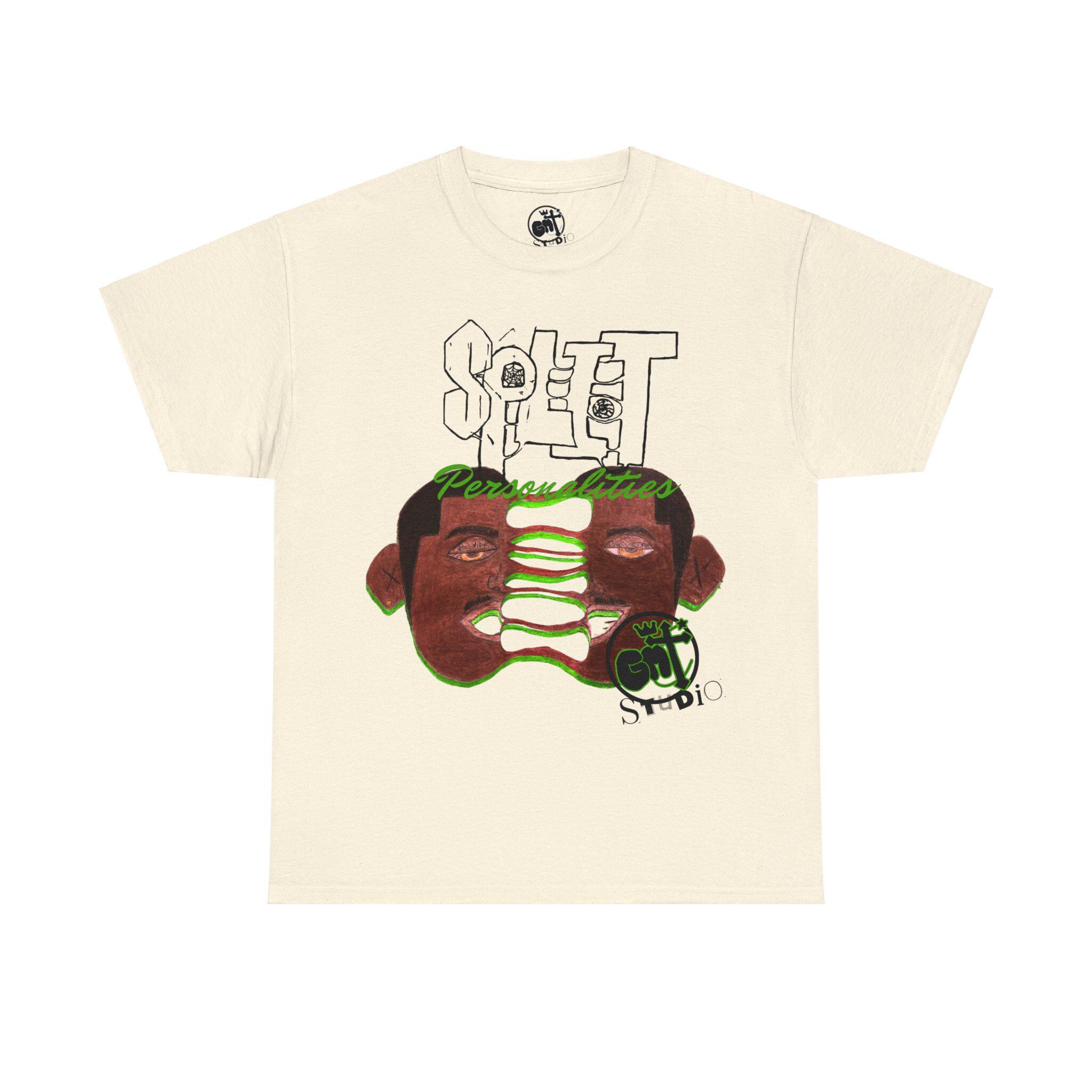 Split Personalities Graphic Tee With Dual Faces Design, Cool Urban ...