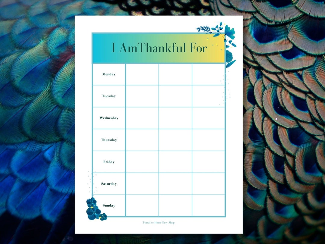 Weekly Gratitude Chart, Gratitude Exercise, Thankfulness, DIY ...
