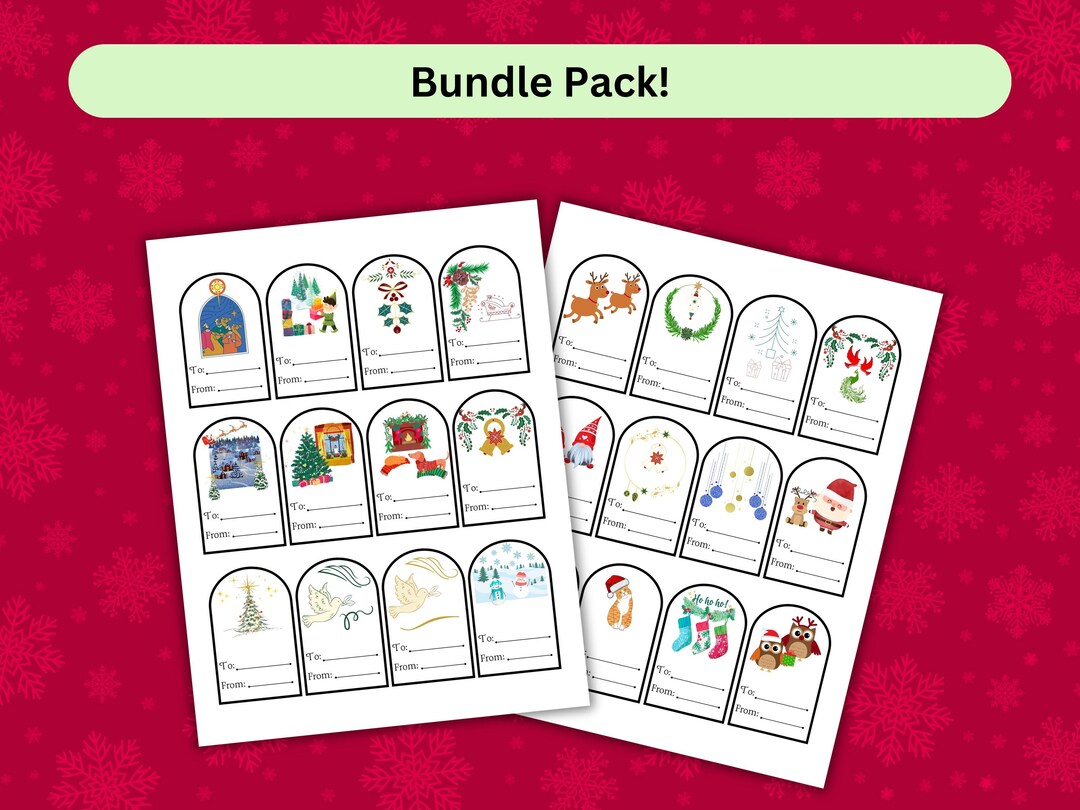 Christmas Gift Tags Printable: PDF, US Letter, A4 - Etsy