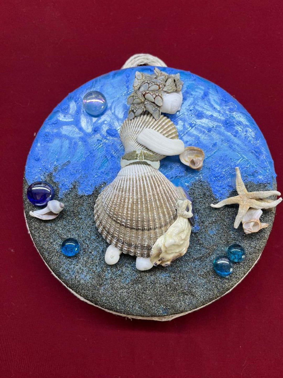 Shell Art of a Lady on the Sand, One of a Kind, Handmade, Natural ...
