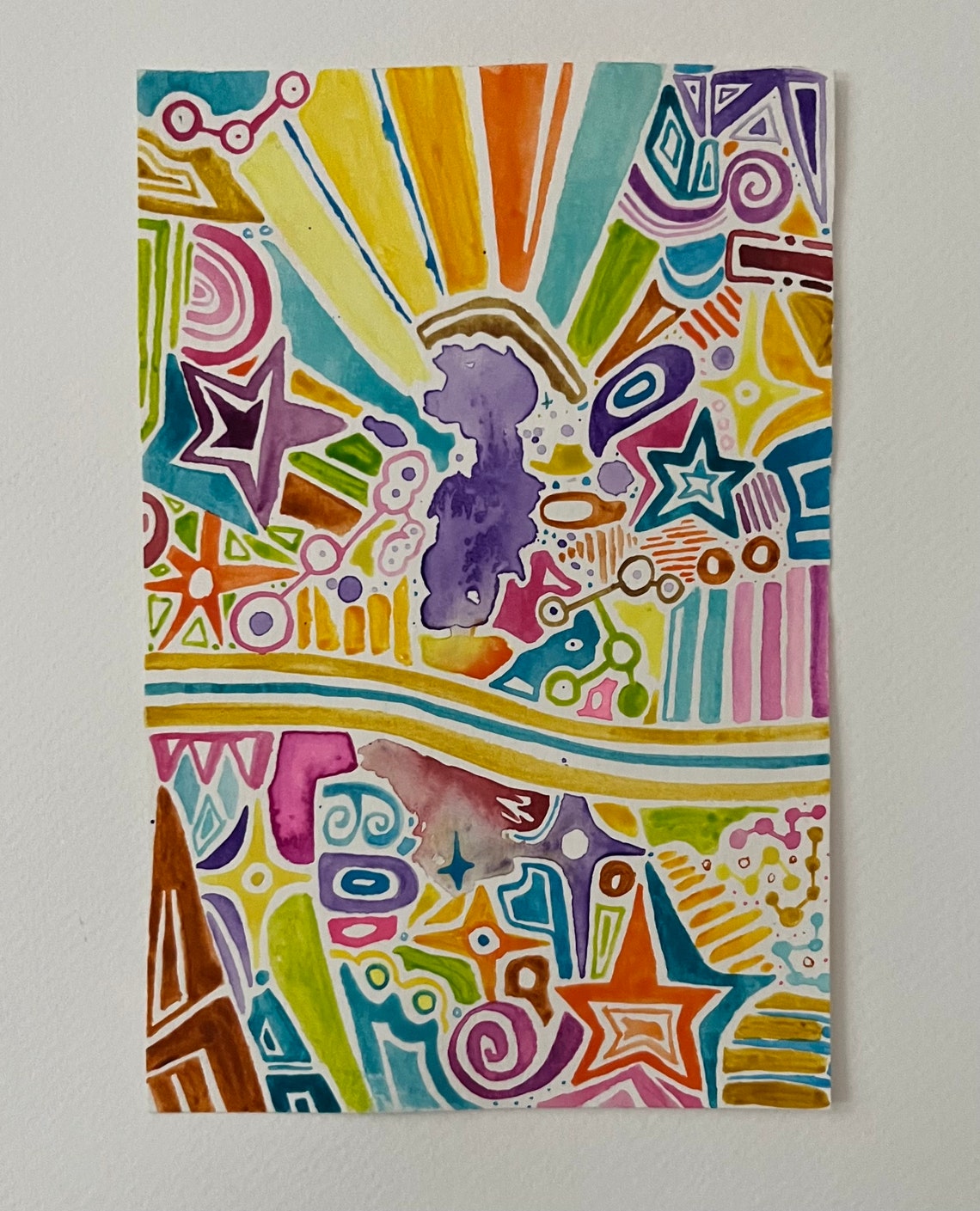 Abstract Watercolor Painting Titled: "rays of Color" - Etsy
