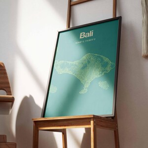Bali Map Poster Art, Minimalist Travel Print, Tropical Island Decor ...