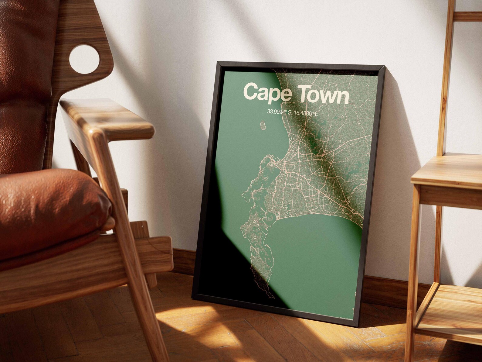 Cape Town Map Art Print: Stencil Effect, City Coordinates (digital ...