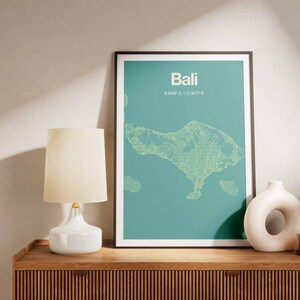 Bali Map Poster Art, Minimalist Travel Print, Tropical Island Decor ...