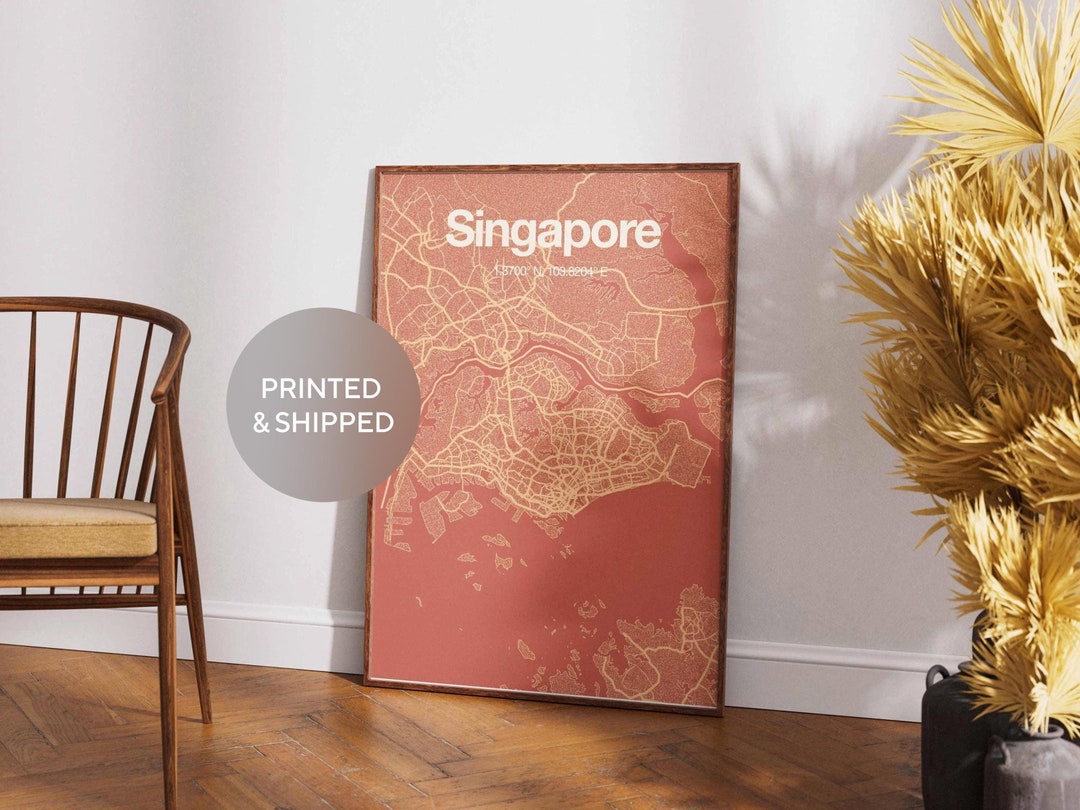 Singapore Map Poster, Singapore Wall Art, Urban City Map Art Print ...