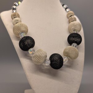 Fun Choker With Large Mesh Beads in Black and Silver Accented With ...