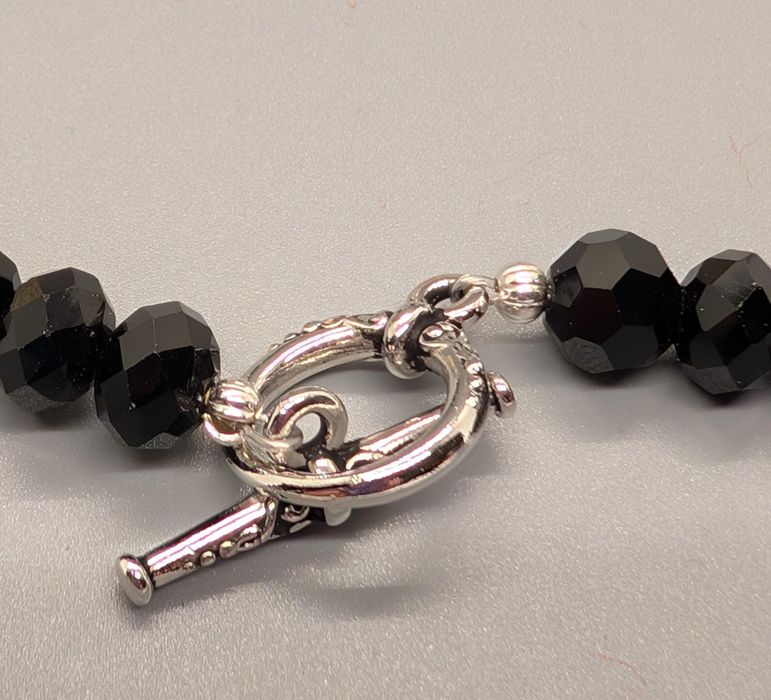 Fun Choker With Large Mesh Beads in Black and Silver Accented With ...