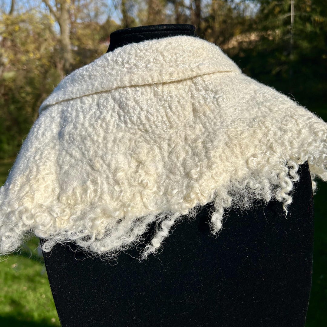 Cream Merino Shawl With Curly Locks - Etsy