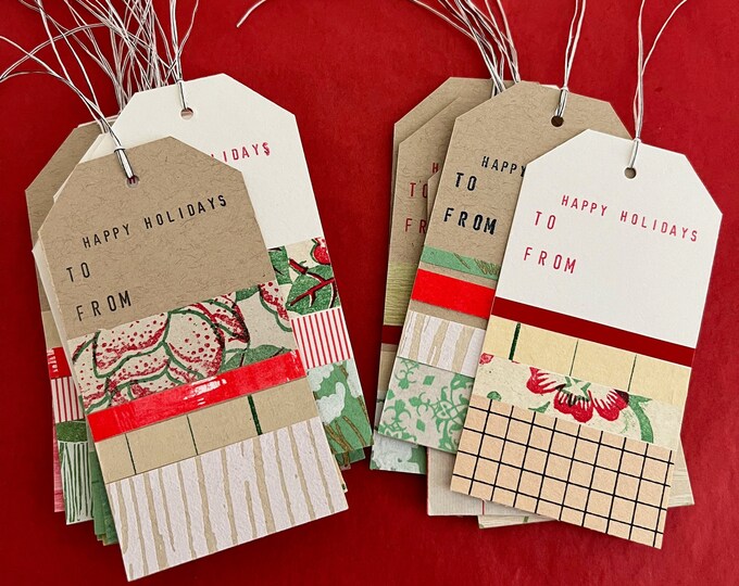Handmade Christmas Tags | Pattern Paper Gift Tags | Set of 6 Tags ...