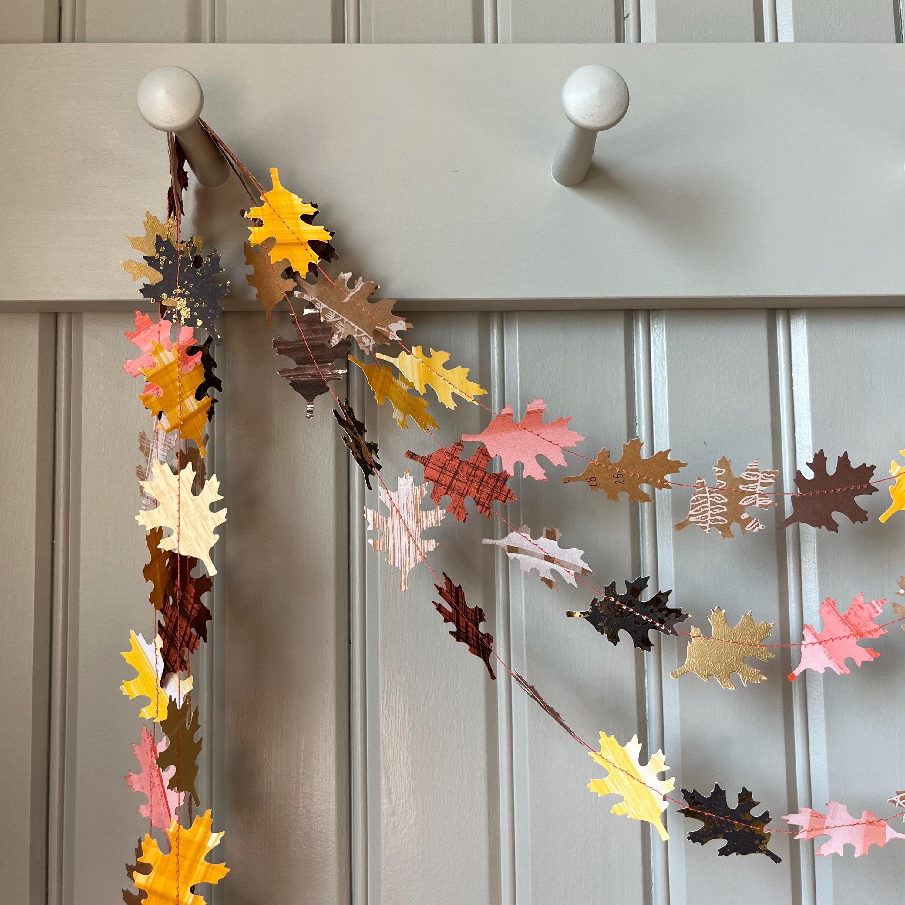 Fall Leaves Paper Garland | Halloween Party Decoration | Fall Mantle ...