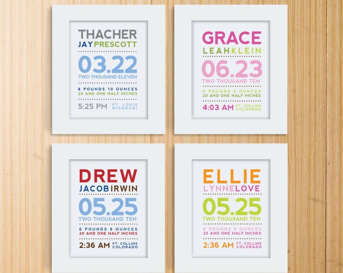 Modern Typography Birth Print - Etsy