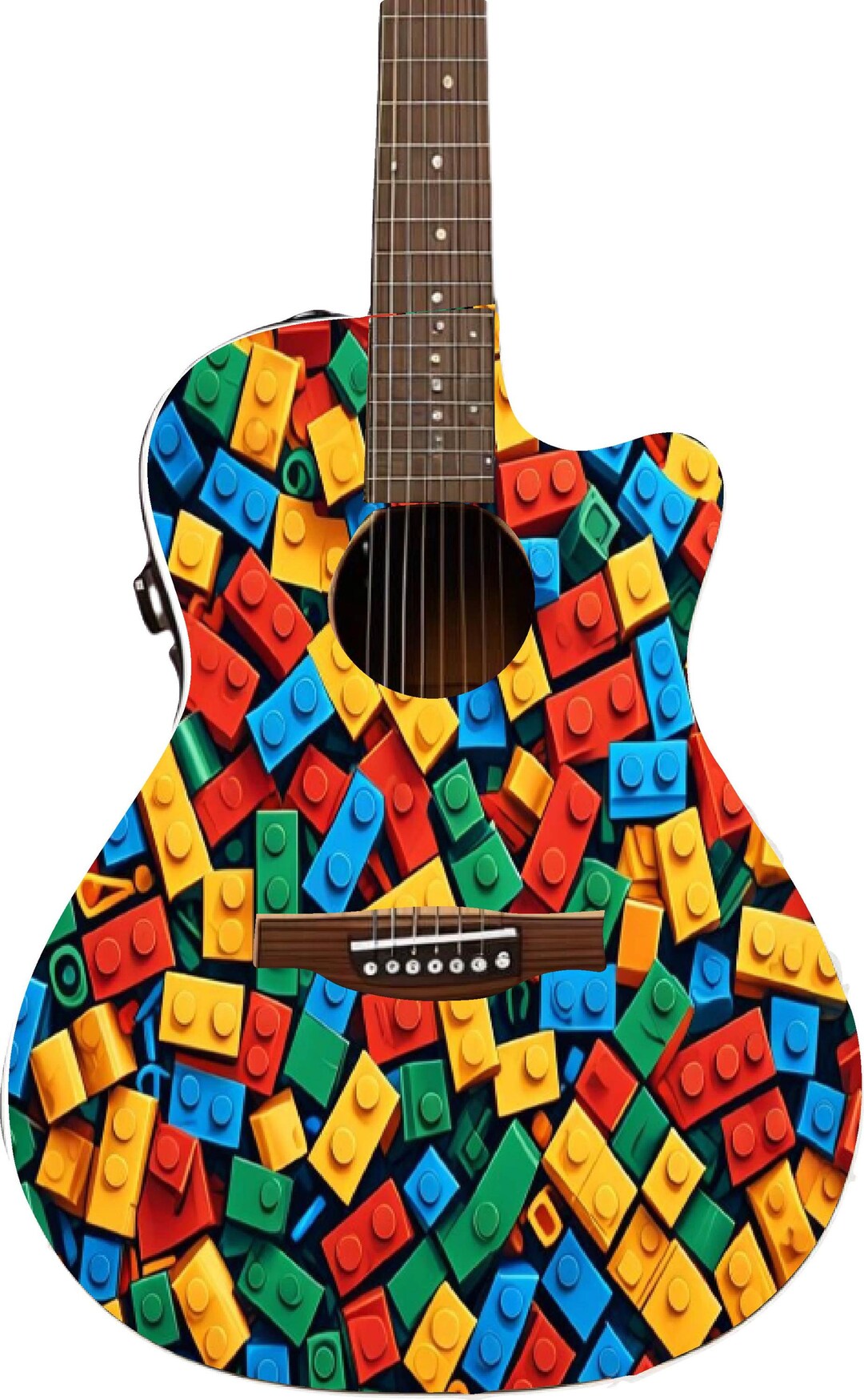 Acoustic Electric Guitar Skin Wrap Vinyl Sticker Decal, Lego Blocks ...