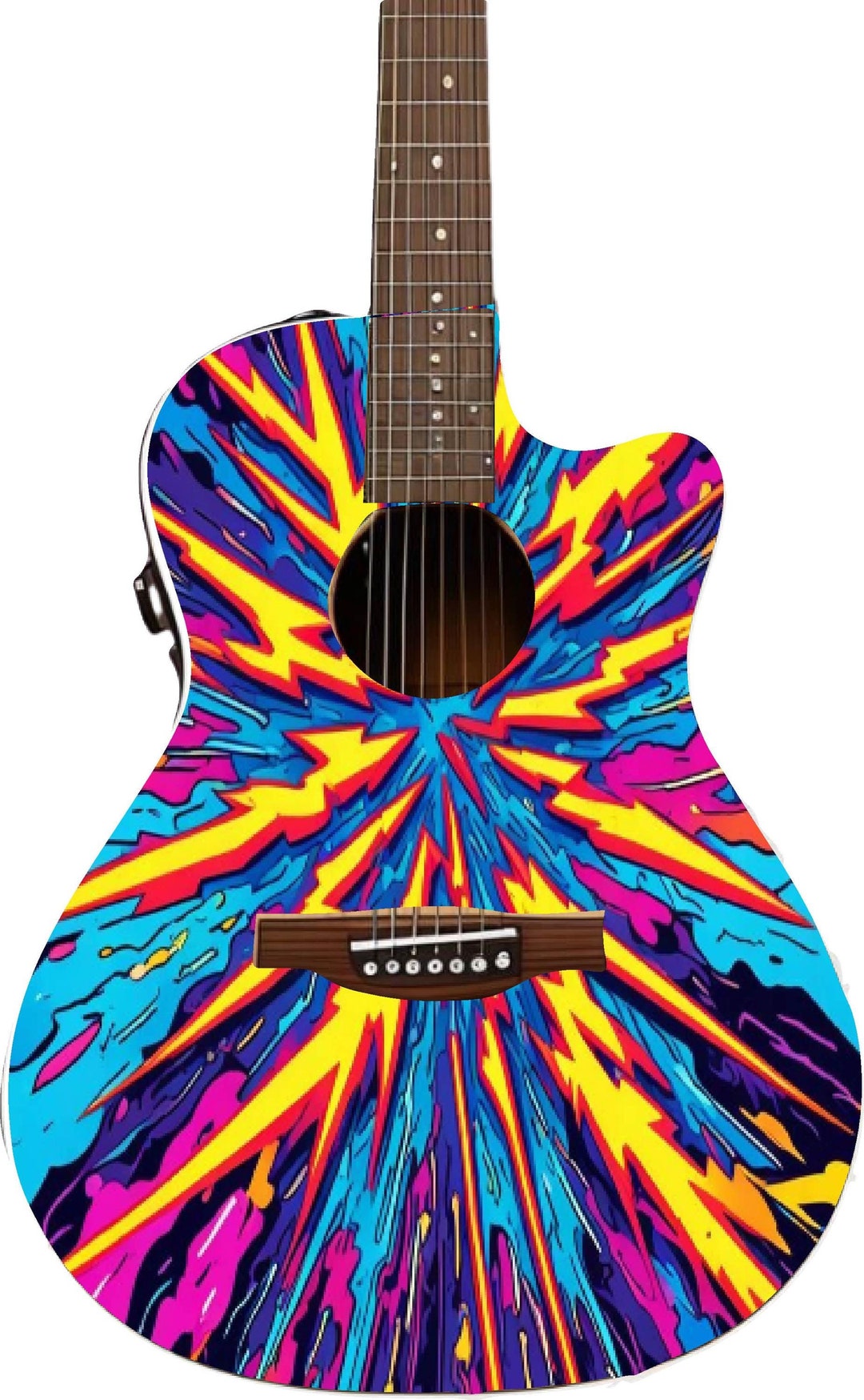 Acoustic Electric Guitar Skin Wrap Vinyl Sticker Decal, Colorful ...