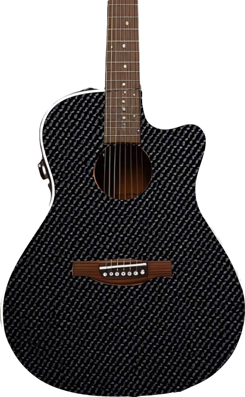 Acoustic Electric Guitar Skin Wrap Vinyl Sticker Decal, Black Carbon ...