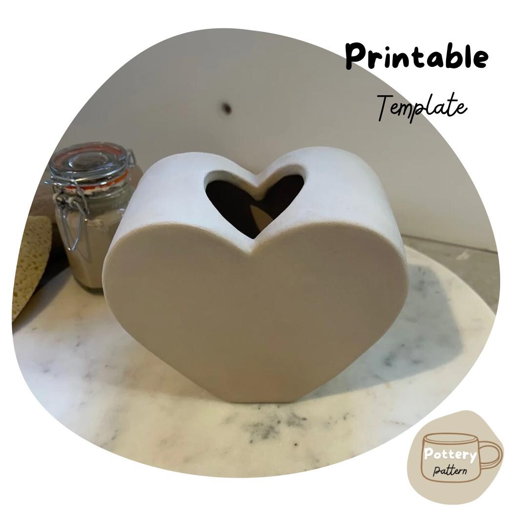 Heart-shaped Vase Pottery Template – Slab-built Ceramic Design for DIY ...