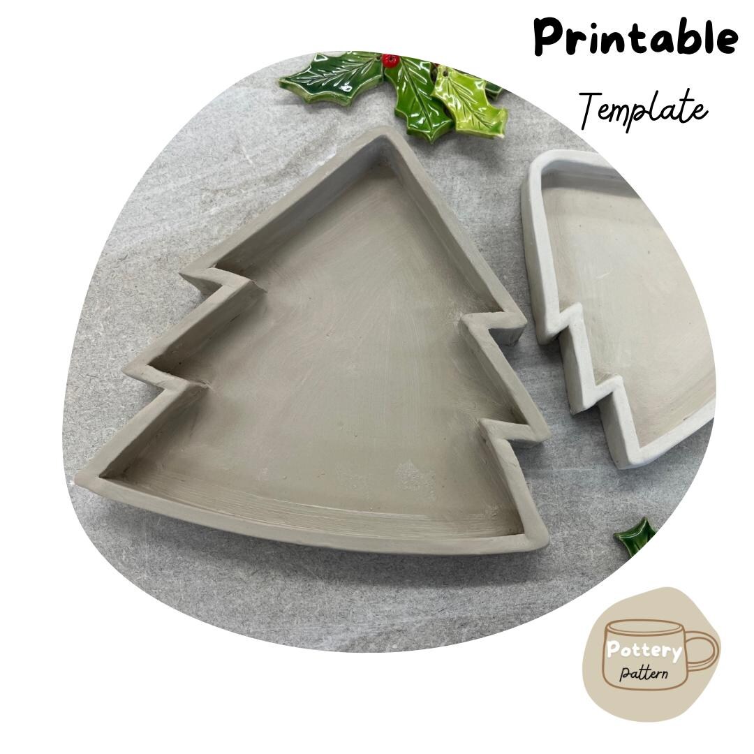 Christmas Tree Dish Pottery Template | DIY Slab Building (PDF Pattern ...