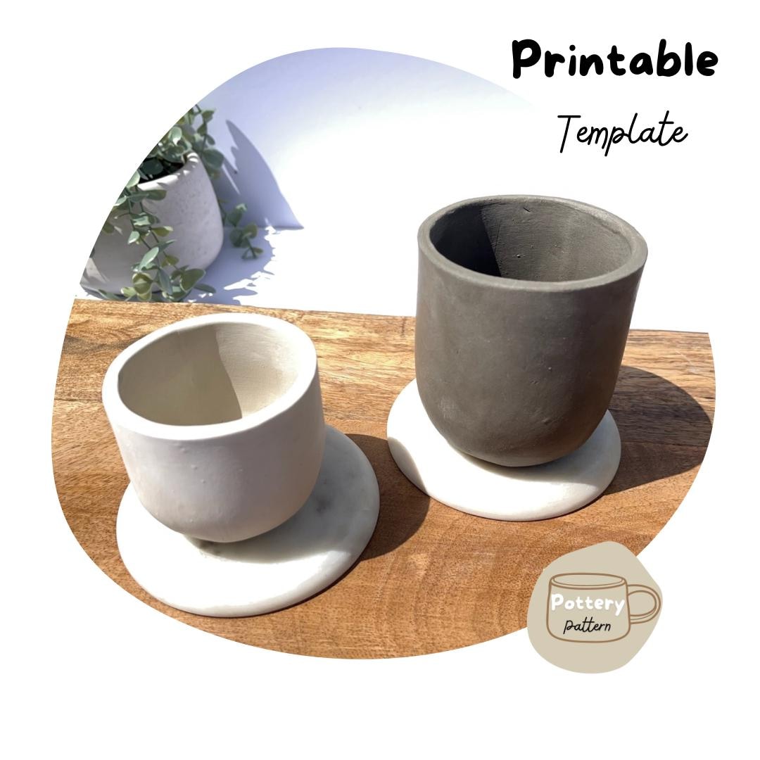 Pottery Cup Pattern Template | Mug Template | Slab Building Minimal Cup ...