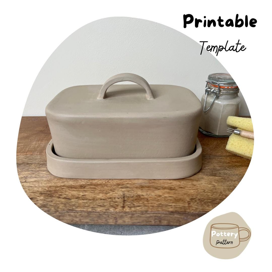 Printable Butter Dish Pottery Template | Slab Built Butter Dish DIY - Etsy
