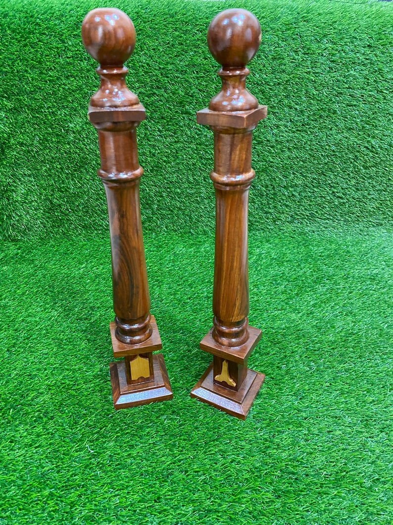Handmade Masonic Wood Columns Senior Warden and Junior Warden Emblems ...