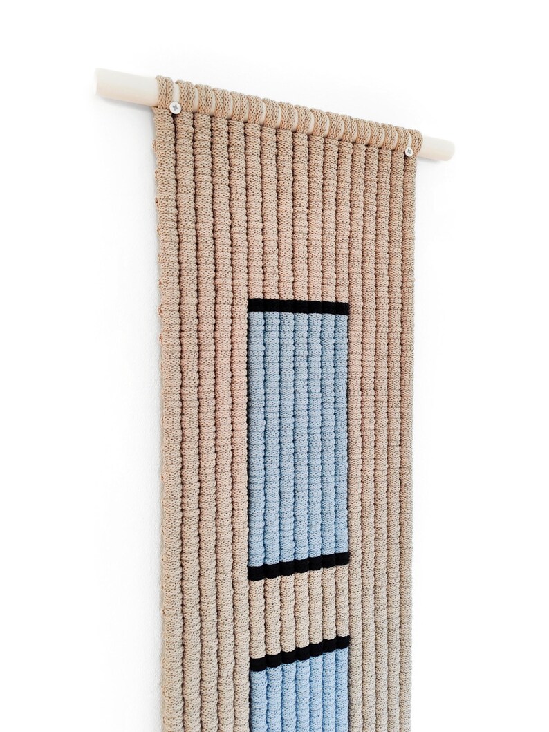 Narrow Macrame Wall Hanging, Abstract Geometric Fiber Art, Modern ...
