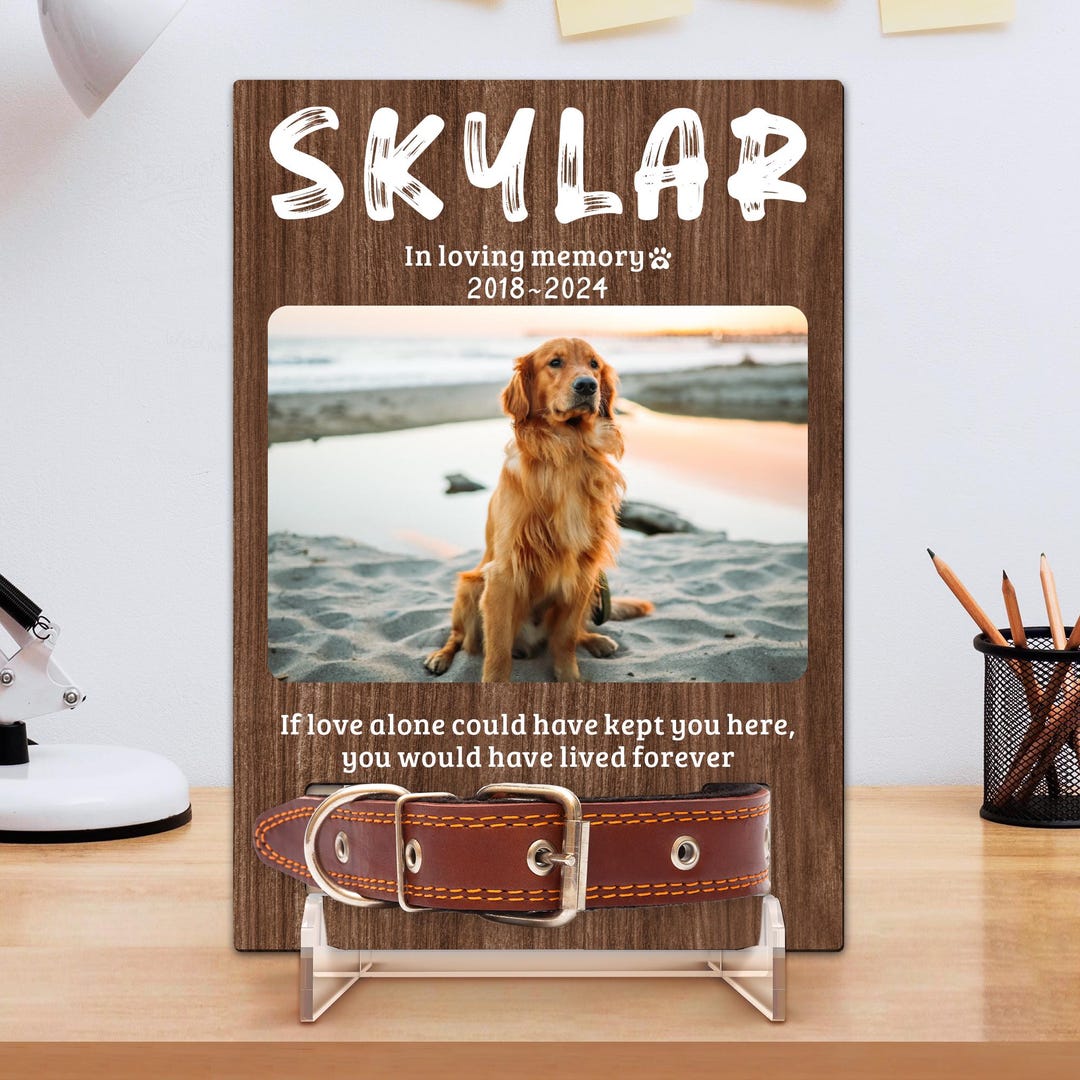 Memorial Pet Collar Sign, Dog Memorial Wood Frame With Collar Holder ...