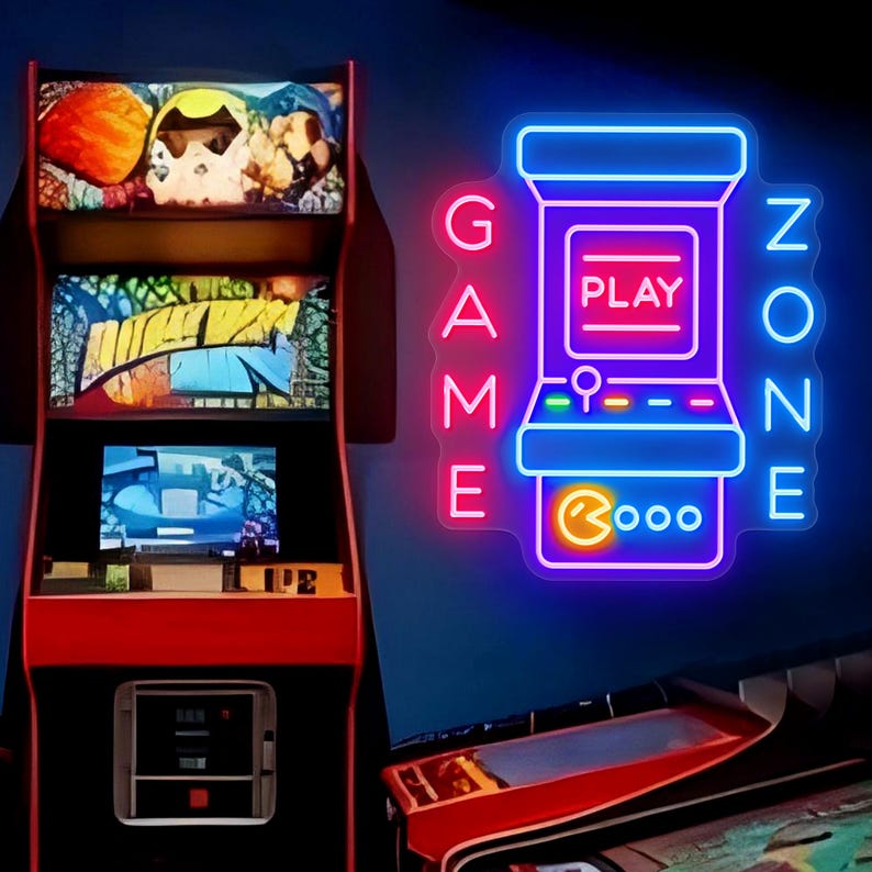 Game Zone Neon Sign: Retro Arcade LED Light Decor - Etsy