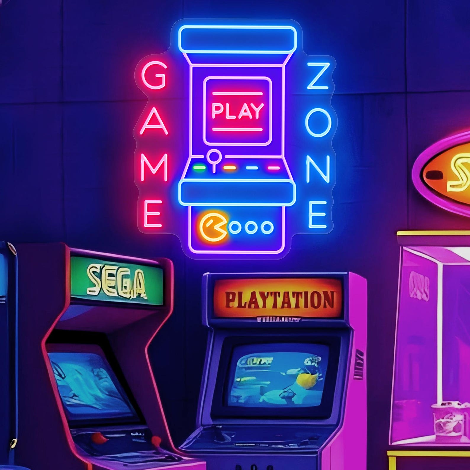 Game Zone Neon Sign: Retro Arcade LED Light Decor - Etsy