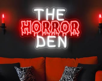 Horror Den Neon Sign: Scary Movie Room LED Wall Art - Etsy