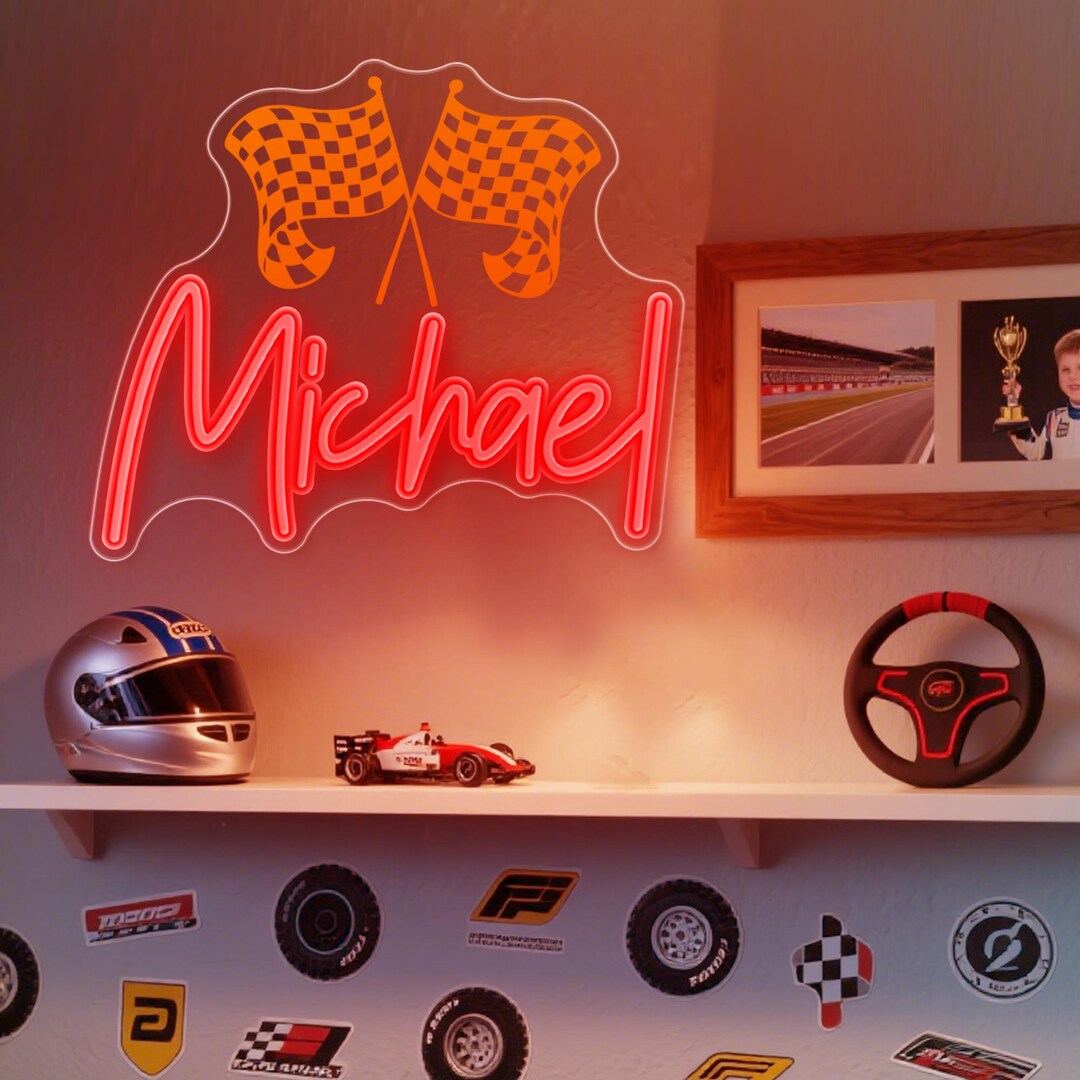 Custom Racing Name Neon Sign: Race Car LED Signs Decor for Racing ...