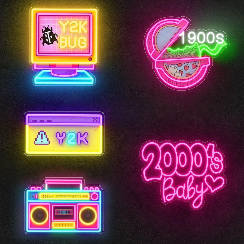 Y2K Neon Sign: Retro 2000s Millennium Theme Light Sign for 80s 90s ...