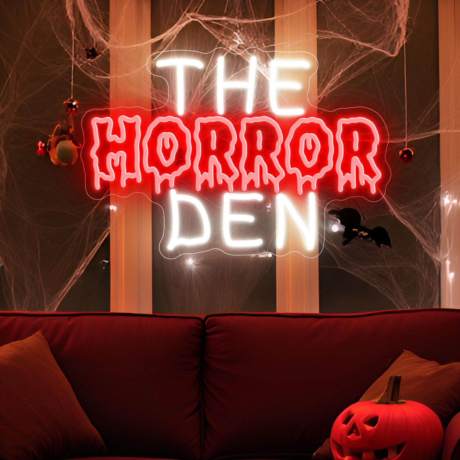 Horror Den Neon Sign: Scary Movie Room LED Wall Art - Etsy