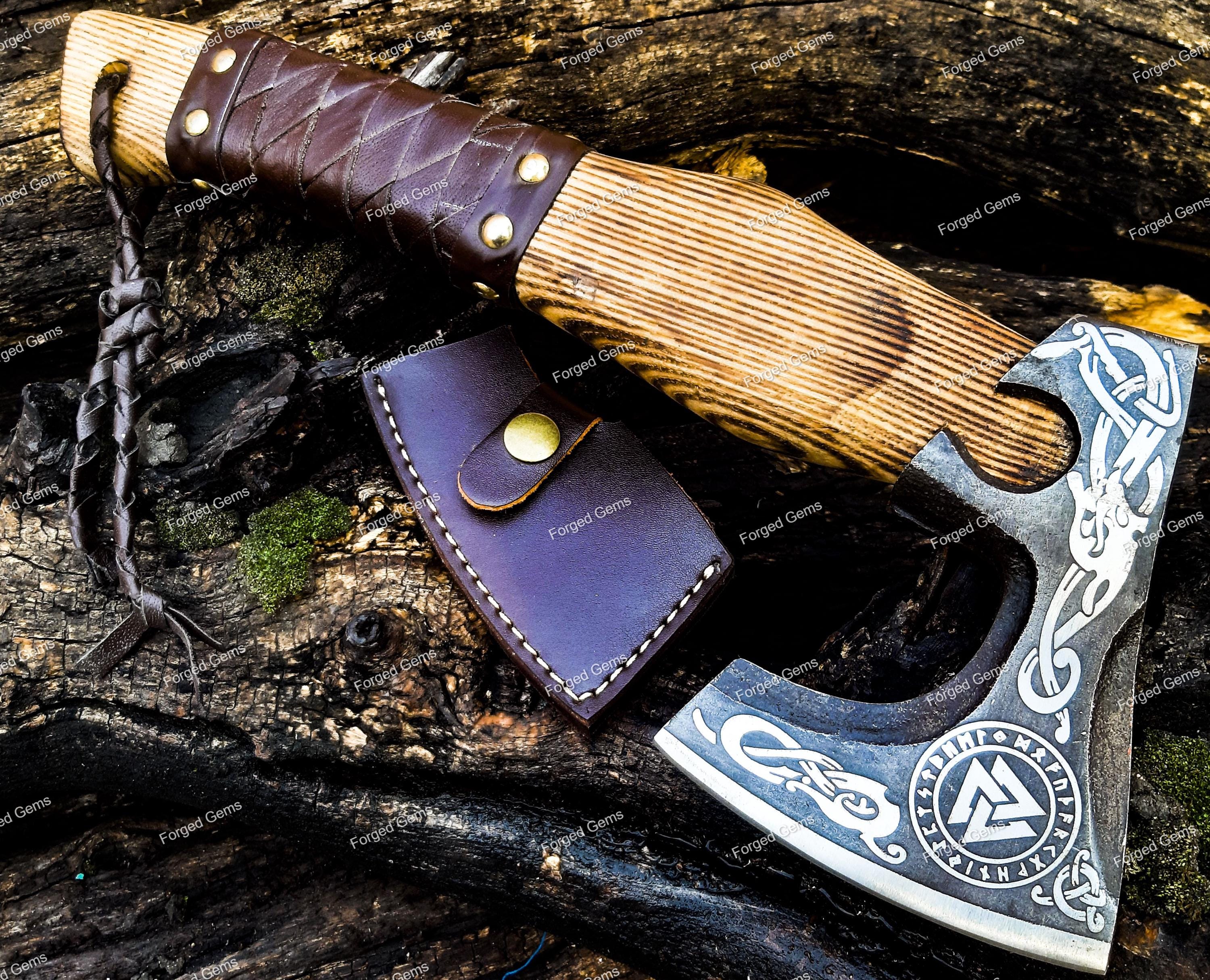 Custom Ragnar Viking Axe - Hand-forged Carbon Steel Axe With Ash Wood ...