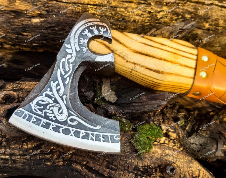 Valhalla Viking Axe - Hand-forged Carbon Steel Axe With Ash Wood Handle ...
