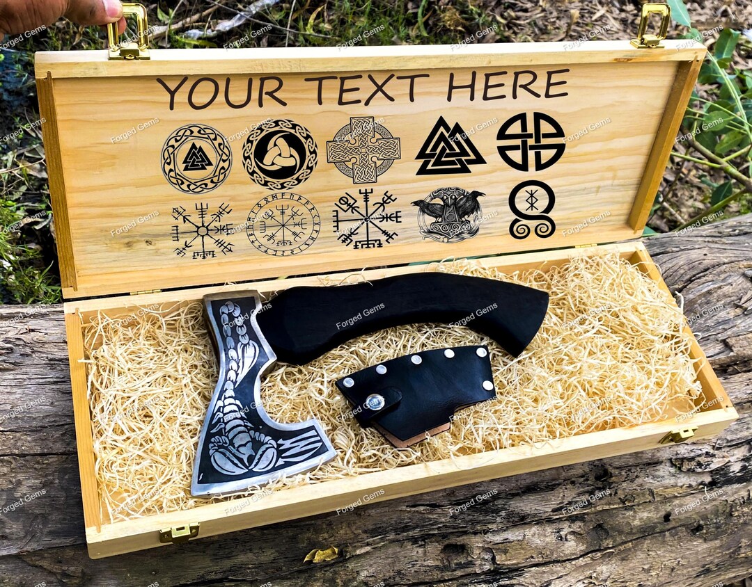 Custom Scorpion Viking Axe & Wooden Gift Box – Personalized Norse ...