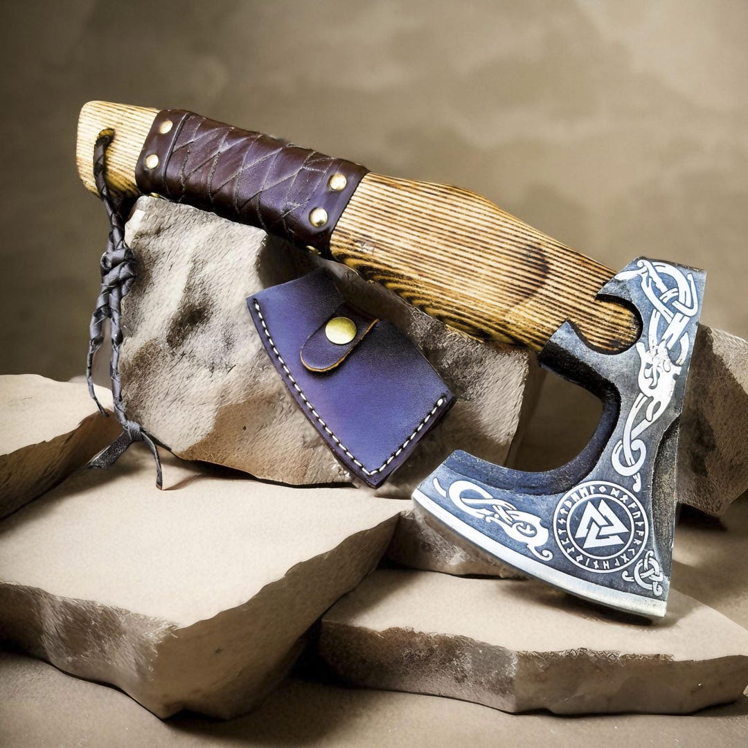 Handcrafted Valhalla Viking Axe, Throwing Axe, Custom Axe, Engraved Axe ...