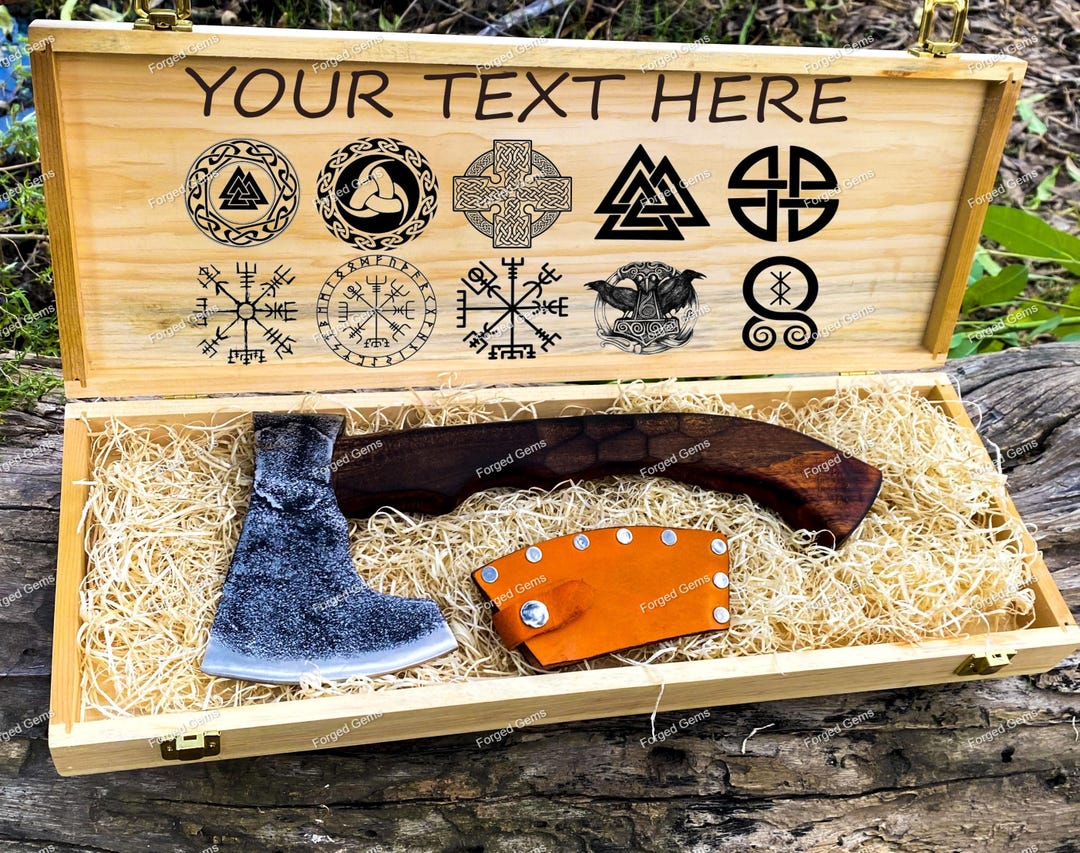 Engraved Viking Axe With Wooden Gift Box – Personalized Hatchet for ...