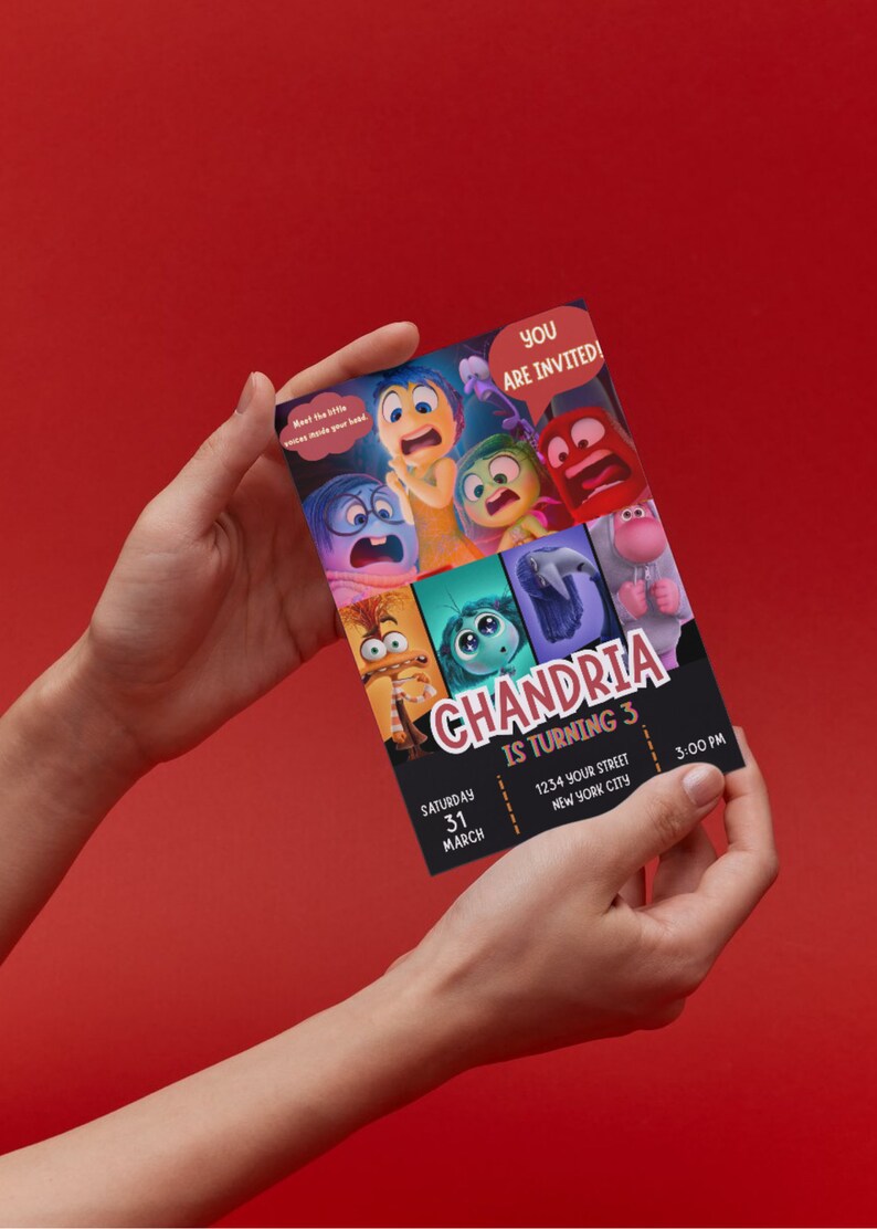 Editable Inside Out 2 Birthday Invitation | Customizable Canva Template ...