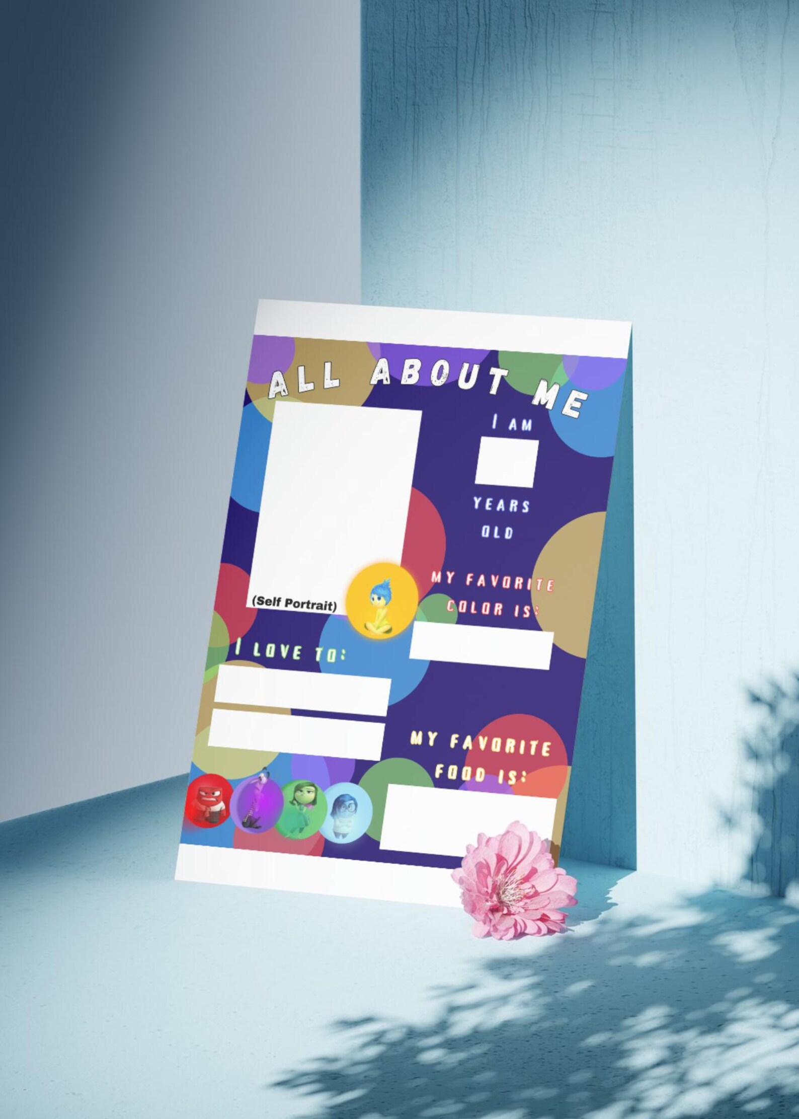 Printable All About Me Worksheet | Inside Out Inspired | Digital ...