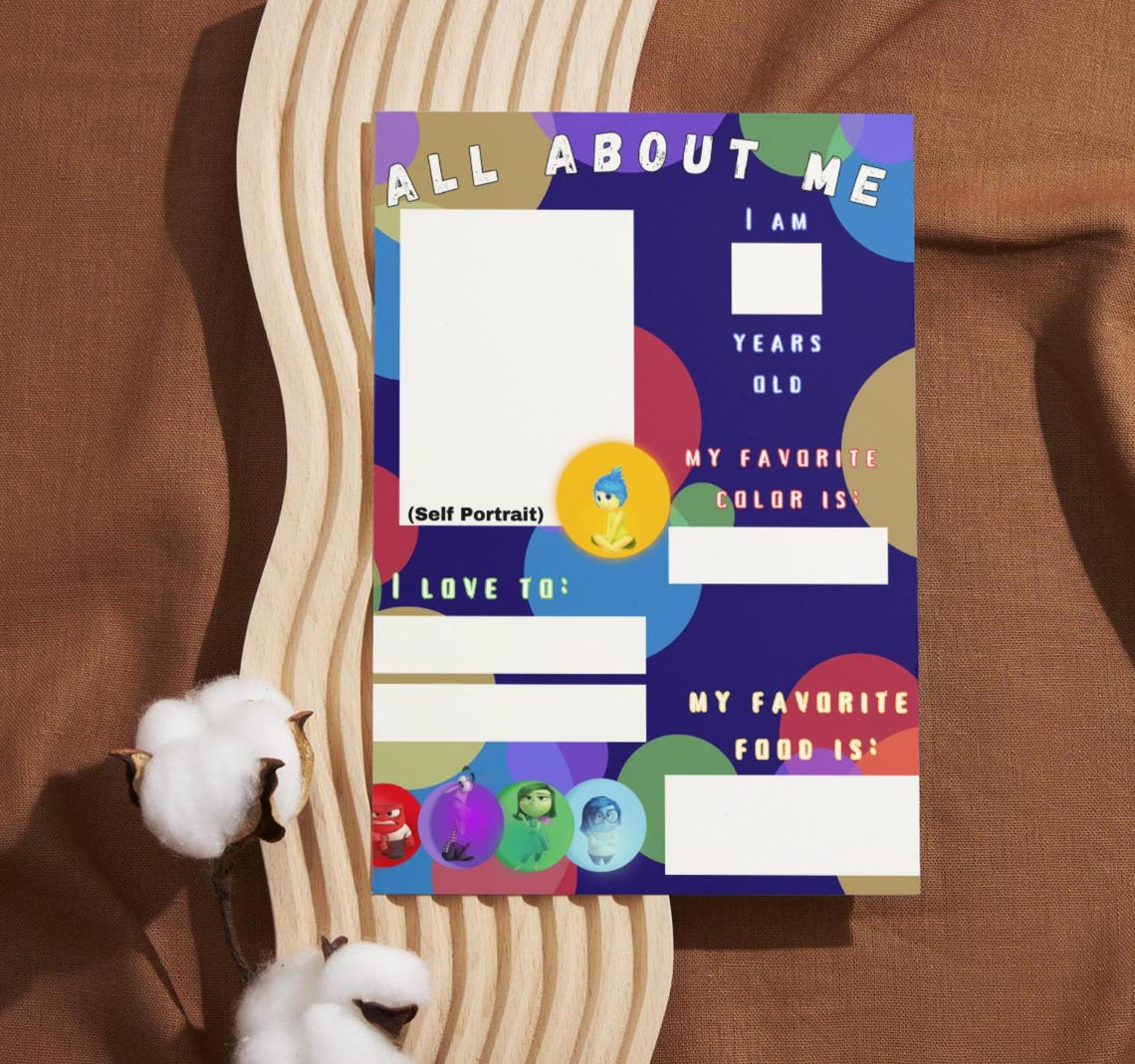 Printable All About Me Worksheet | Inside Out Inspired | Digital ...