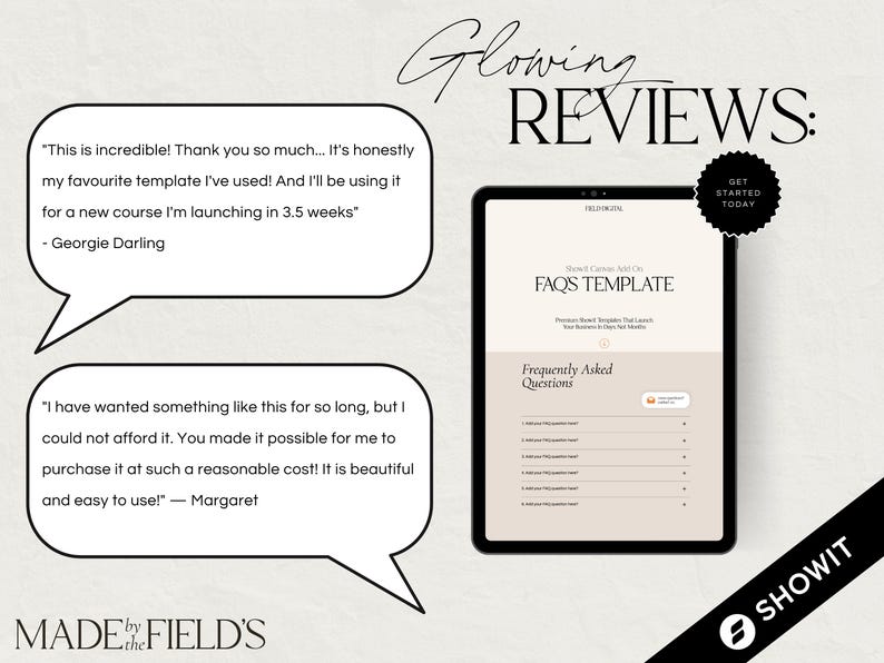 Accordion Showit Template, FAQ Add-on Canvas, Premium Showit Template ...