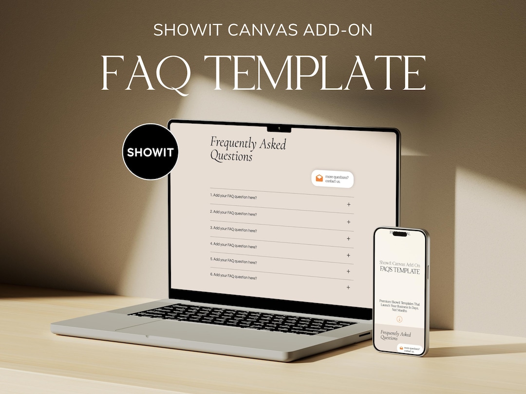 Accordion Showit Template, FAQ Add-on Canvas, Premium Showit Template ...