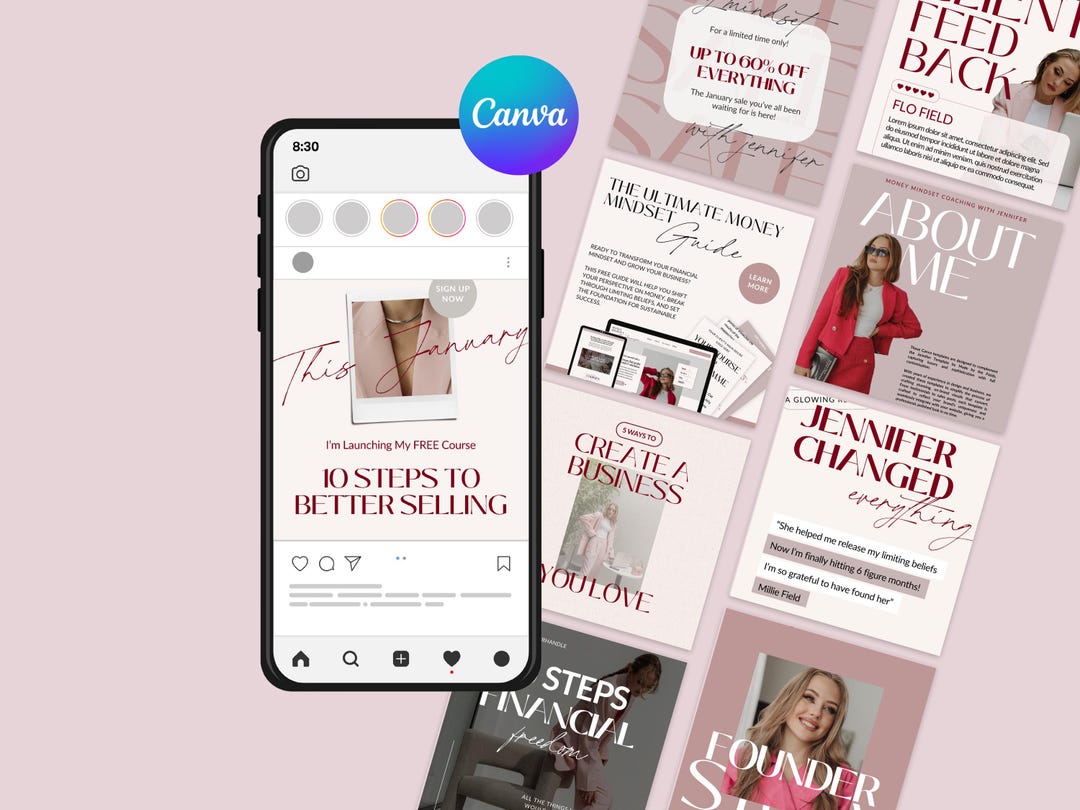 Social Media Templates for Coaches | Pink Coaching Instagram Post ...