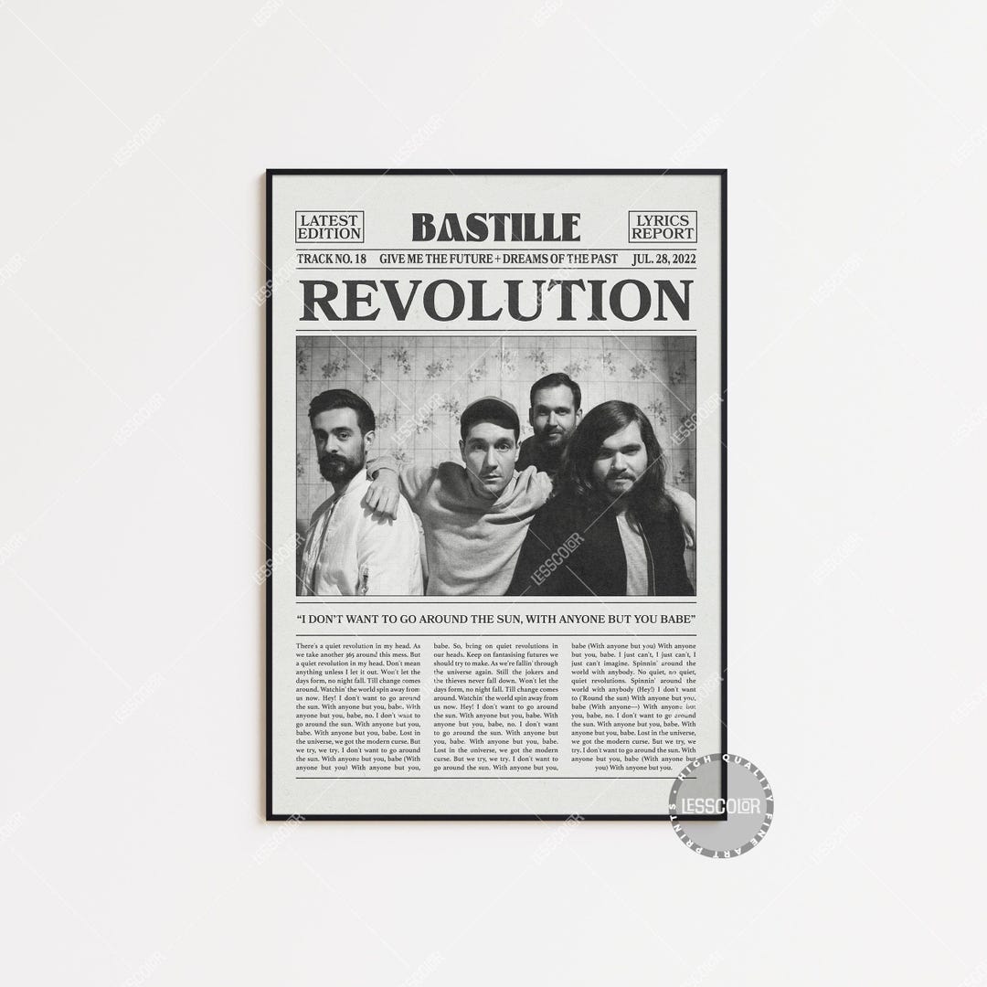 Bastille Retro Newspaper Print, Revolution Poster, Lyrics Print, Give ...