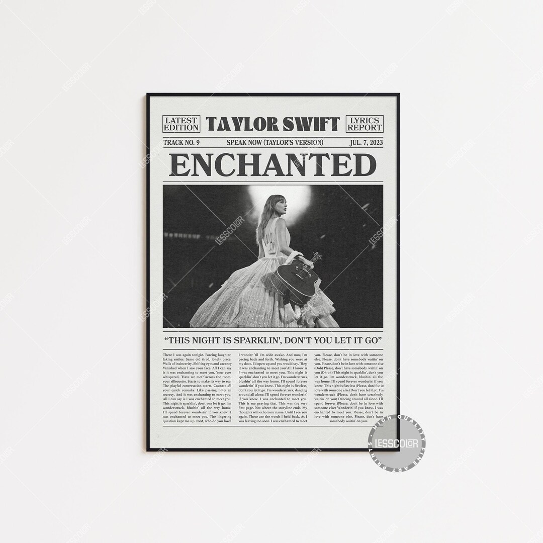 Taylor Swift Retro Newspaper Print, Enchanted Poster, Enchanted Lyrics ...